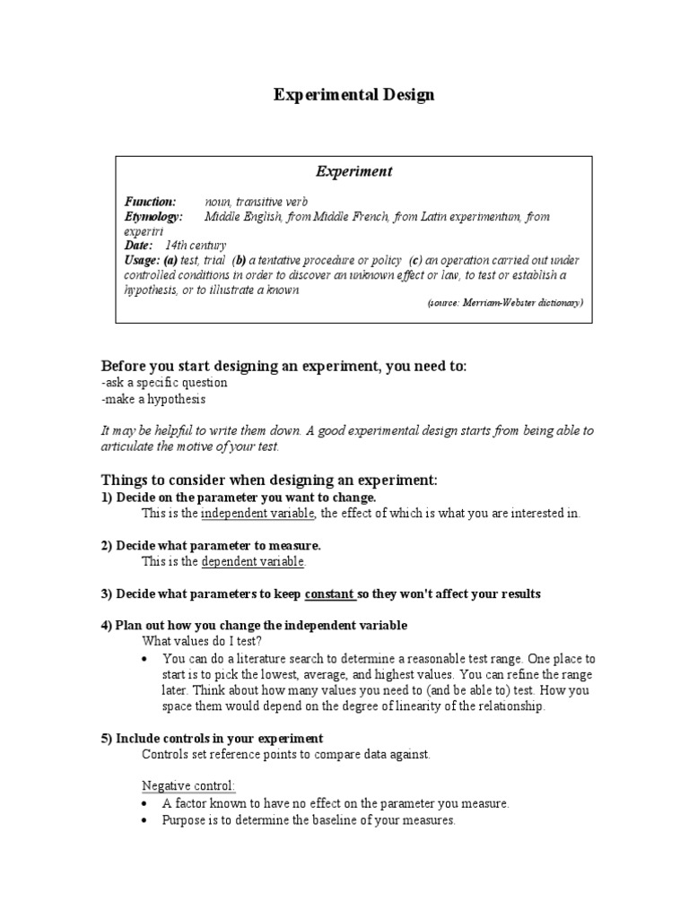 Exp Design PDF | PDF | Scientific Control | Experiment
