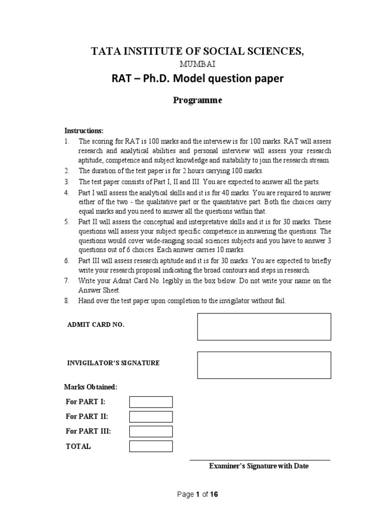 2011 RAT PHD PDF | PDF | Human Resource Management | Test (Assessment)