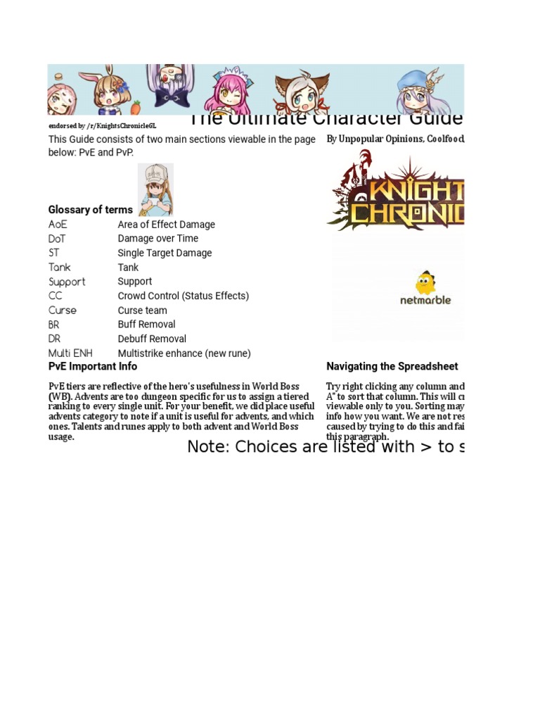 The Ultimate Character Guide To Knights Chronicle: Glossary of Terms ...
