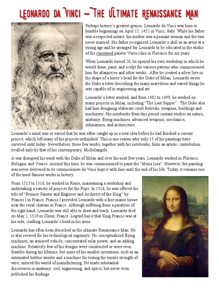 Leonardo Da Vinci Reading PDF | PDF | Leonardo Da Vinci | Paintings