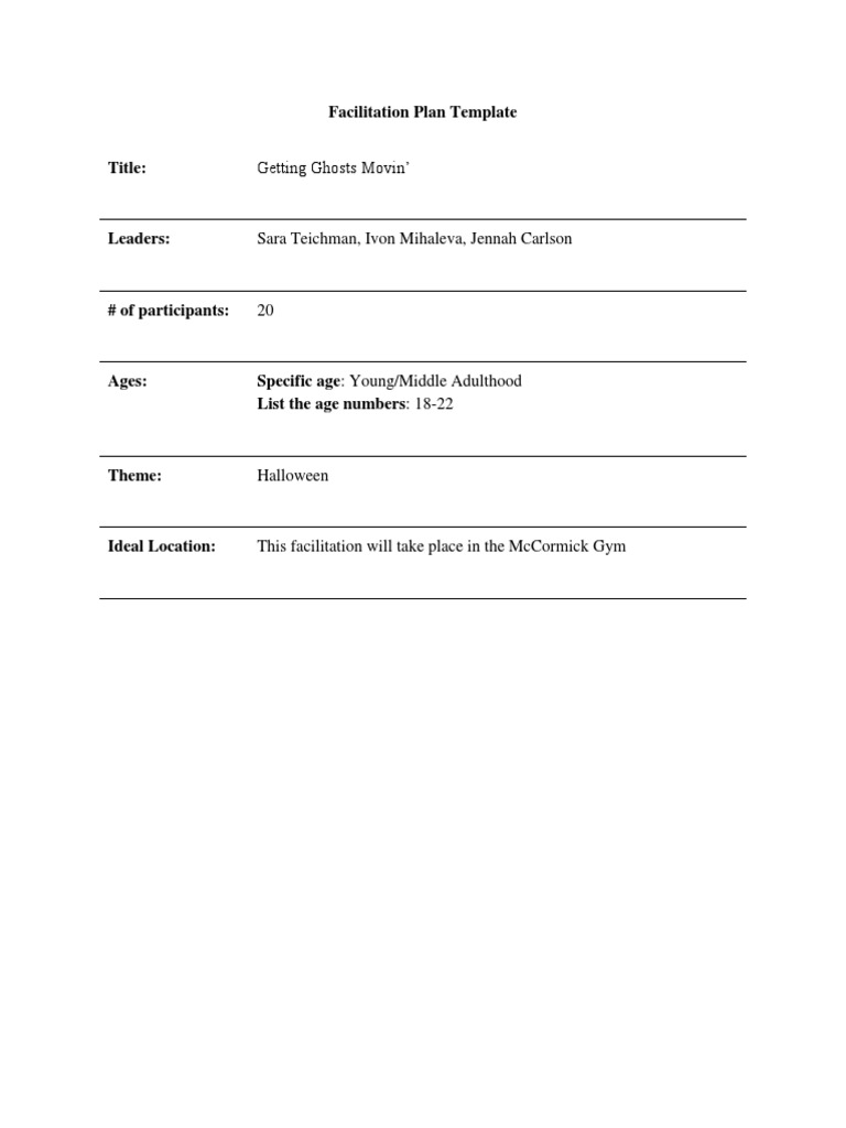 Facilitation Plan Template | PDF | Motor Control