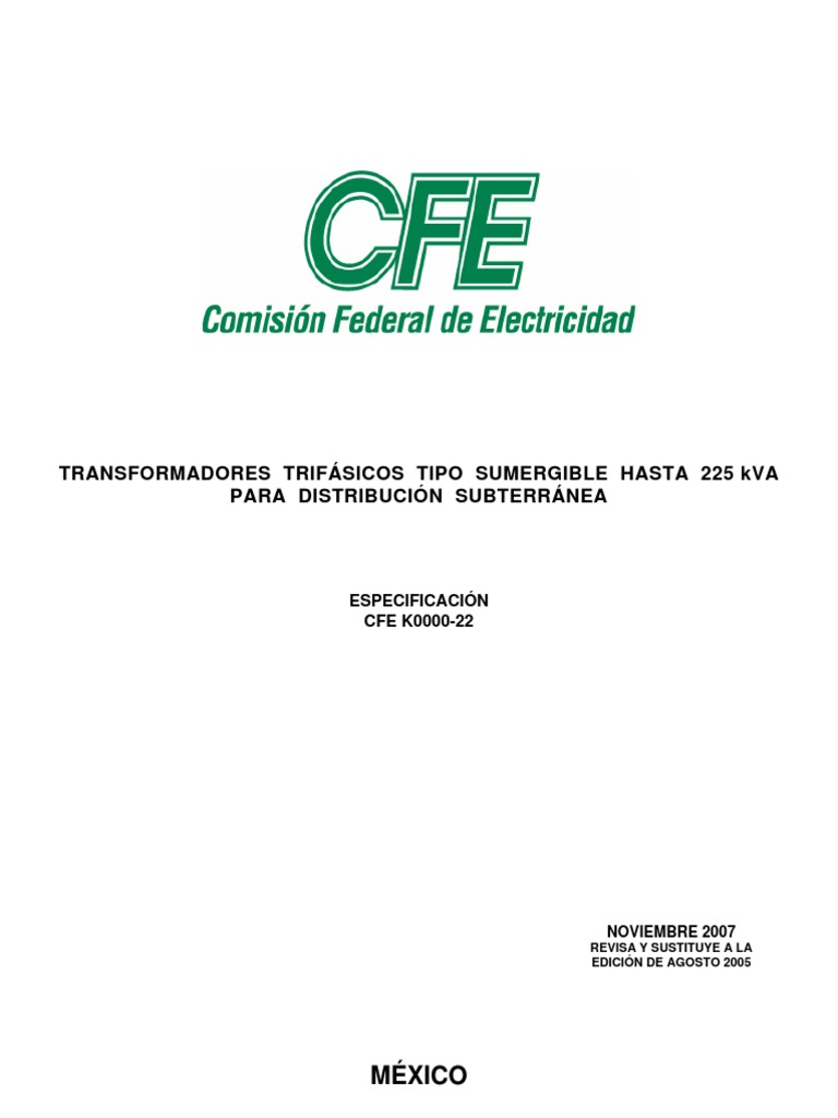K0000-22 Trafos Sumergibles P Distribucion PDF | PDF | Transformador | Fusible (Eléctrico)