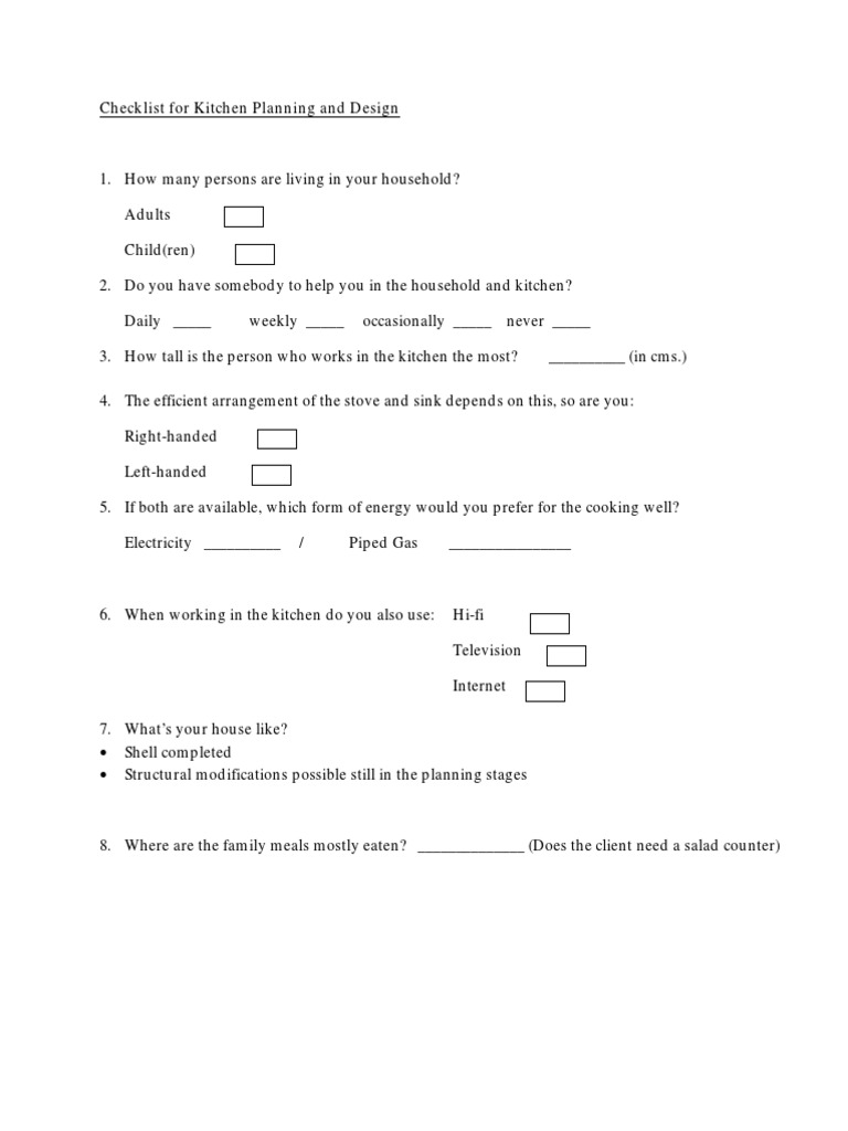 Checklist For Kitchen Planning and Design | PDF | Countertop | Kitchen