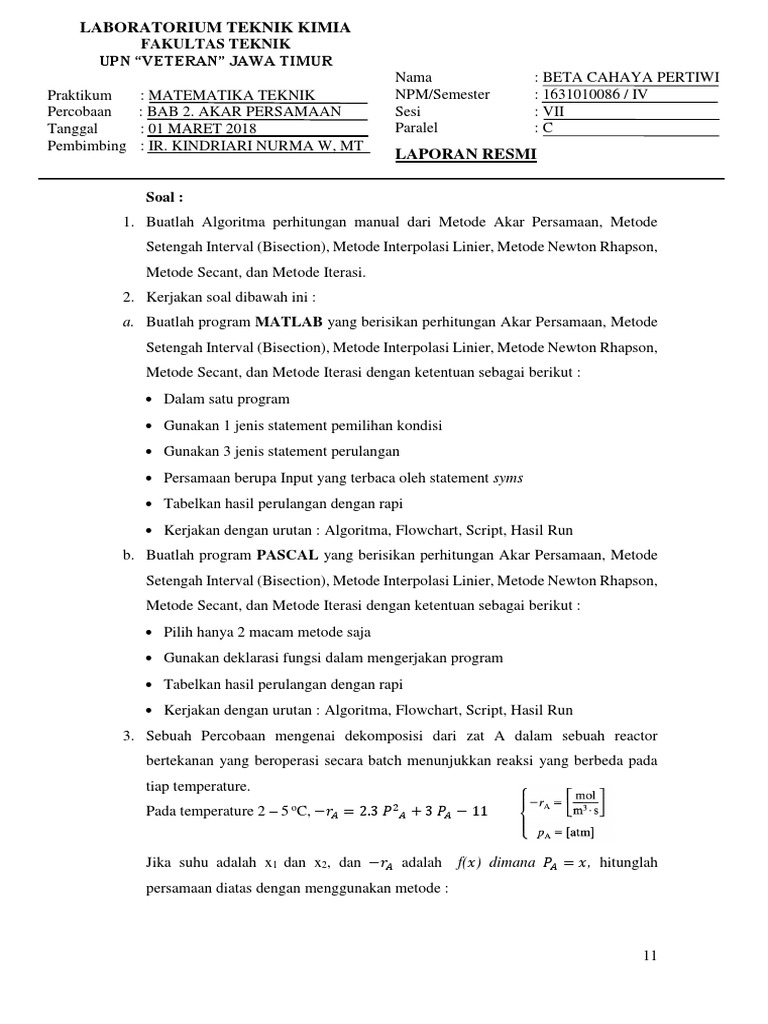 Metode Numerik Matlab | PDF