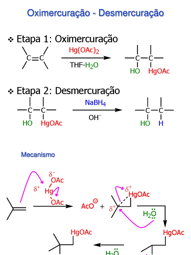 Oximercuração - Hidroboração | PDF | Estereoquímica | Hidrogênio