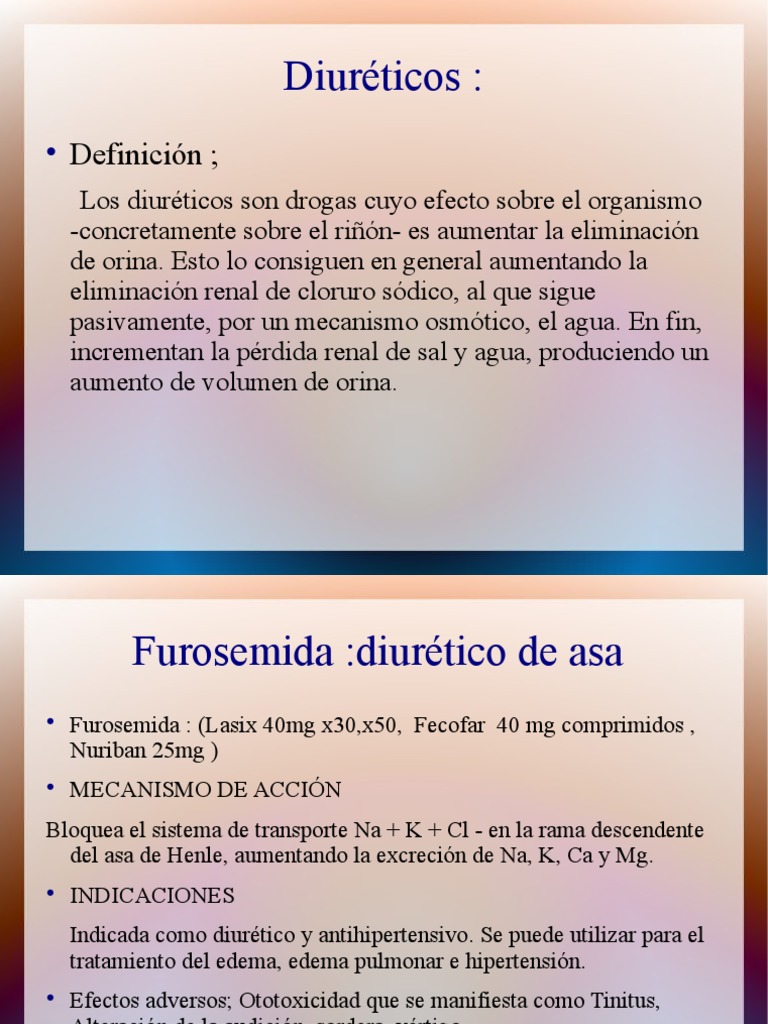 Definición y tipos de diuréticos | PDF | Potasio | Dieta y nutrición