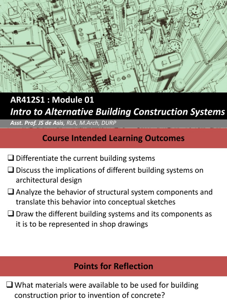 AR412S1: Module 01: Intro To Alternative Building Construction Systems ...