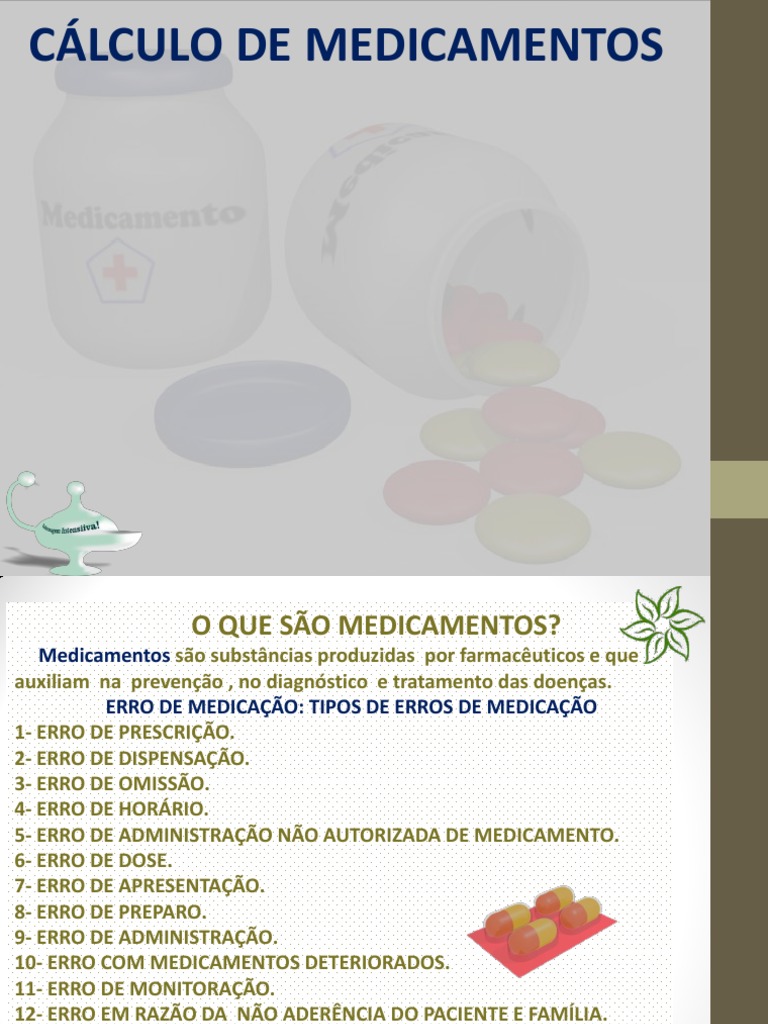 AULA 1 - Calculo de Medicamento | PDF | Solução | Ciências Físicas