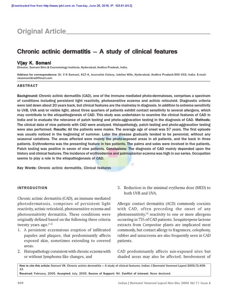Chronic Actinic Dermatitis | PDF | Dermatitis | Allergy
