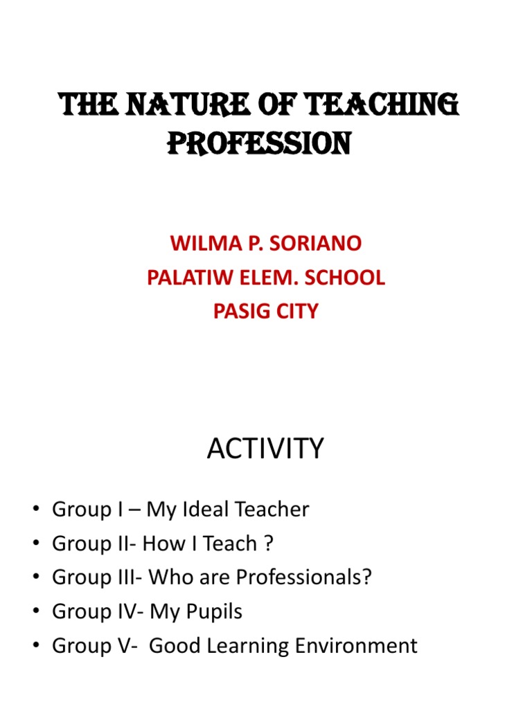Nature of Teaching Profession | PDF | Teachers | Learning