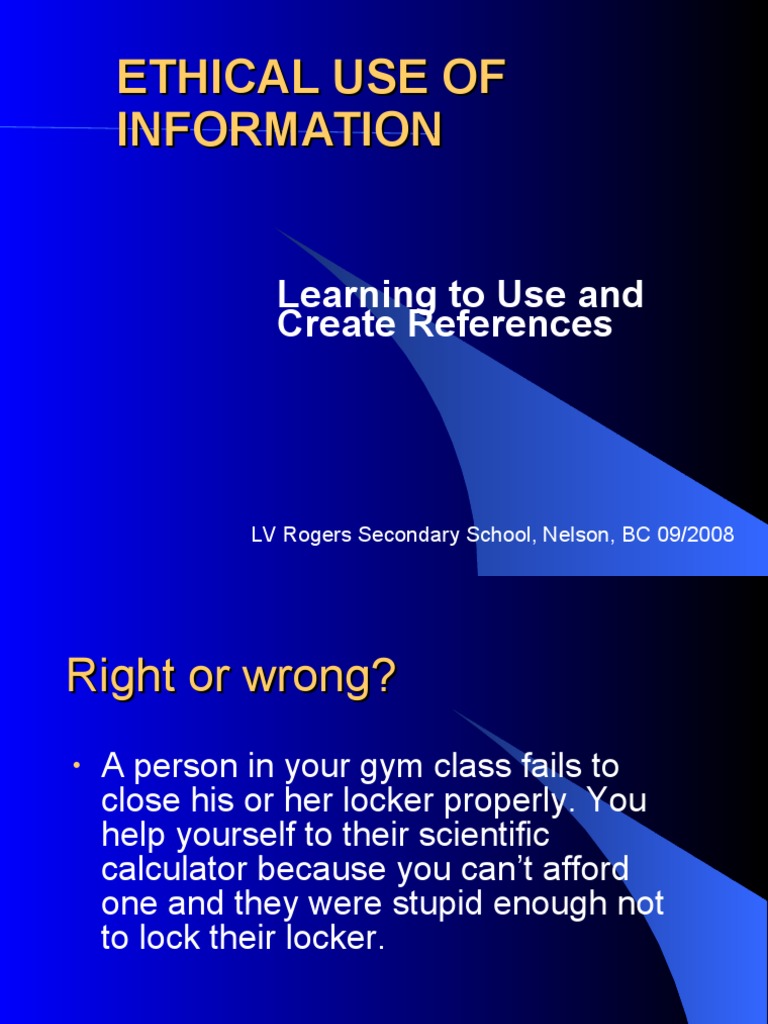 Ethical Use of Information Guide | PDF | Plagiarism | Essays