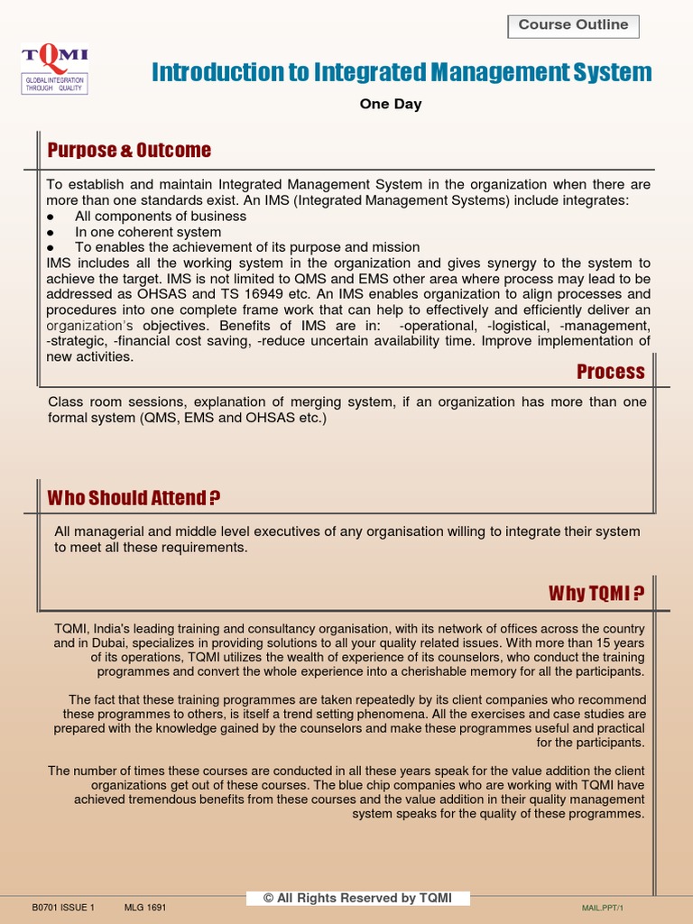 Integrated Management System | Download Free PDF | Quality Management ...