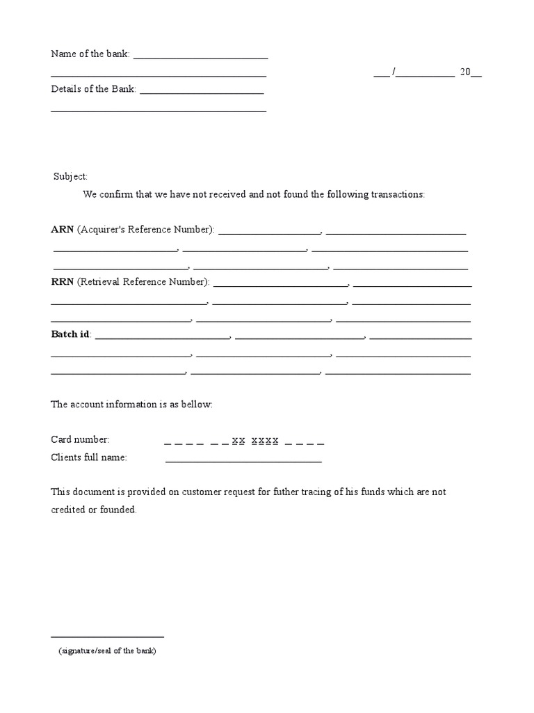 Bank Transaction Confirmation Letter | PDF