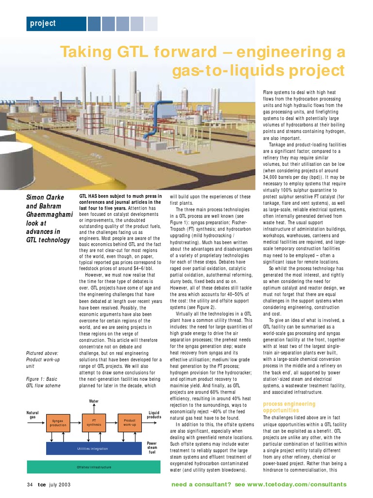 Taking GTL Forward - Engineering A Gas-To-Liquids Project | PDF | Gas ...