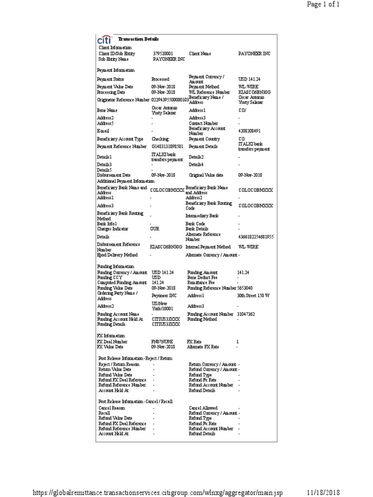 Payoneer Receipt | PDF | Payments | Banks