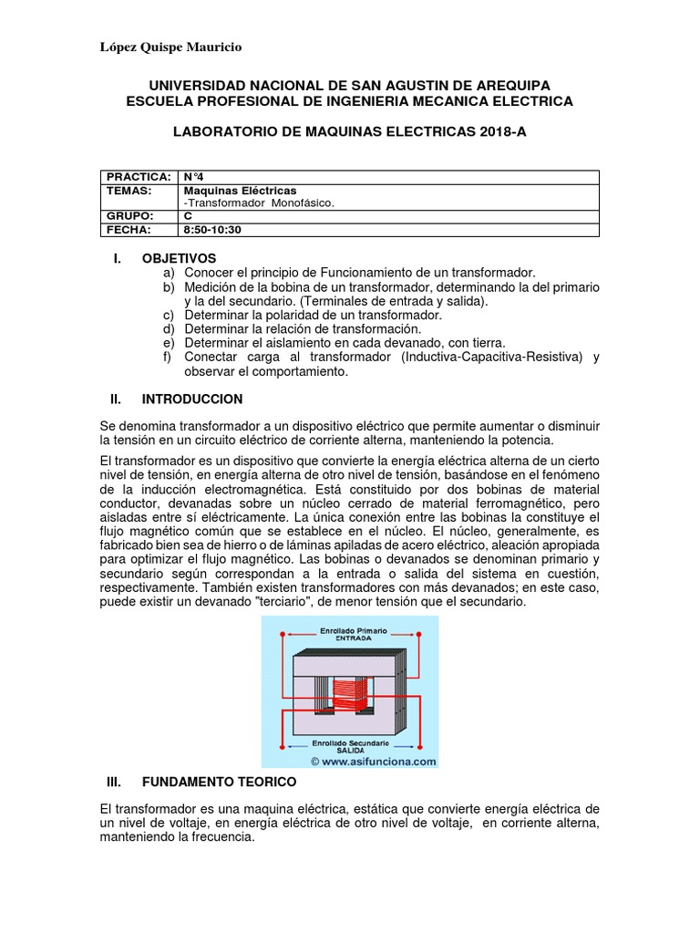 Practica 4 | PDF | Transformador | Inductor