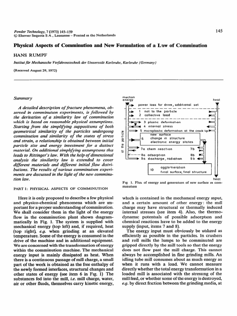Powder Technology Law of Comminution | PDF | Fracture | Stress (Mechanics)