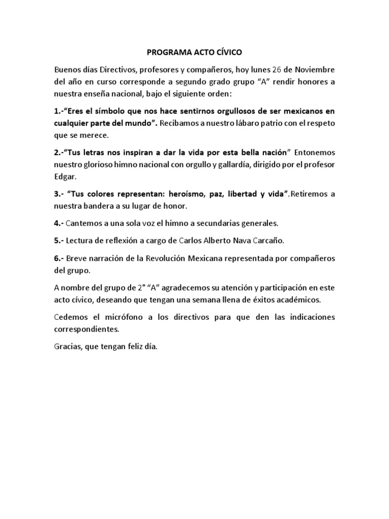 Programa Acto Cívico | PDF