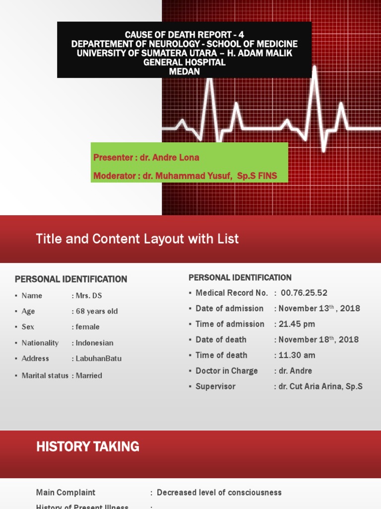 Cause of Death Report - 4 Departement of Neurology - School of Medicine ...