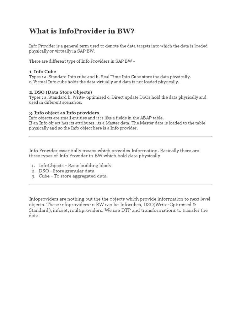 Understanding InfoProviders in SAP BW | PDF | Software Engineering | Information Science