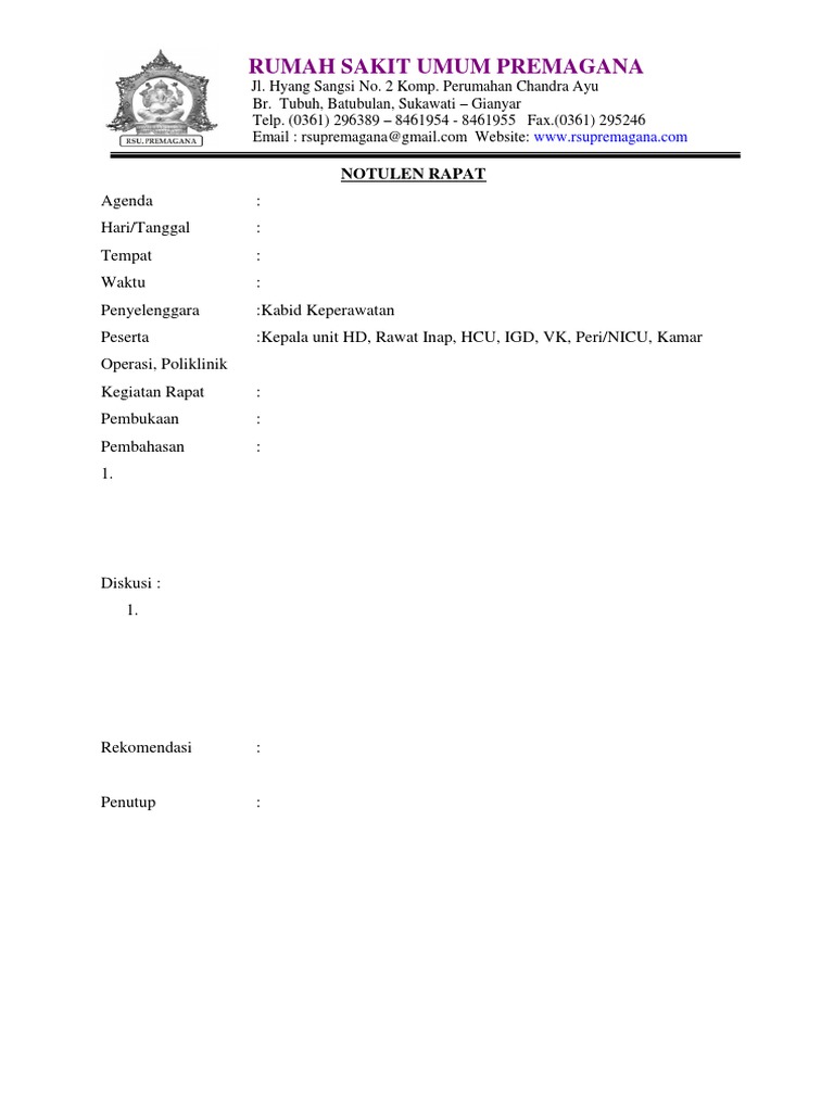 Form Notulen Rapat | PDF