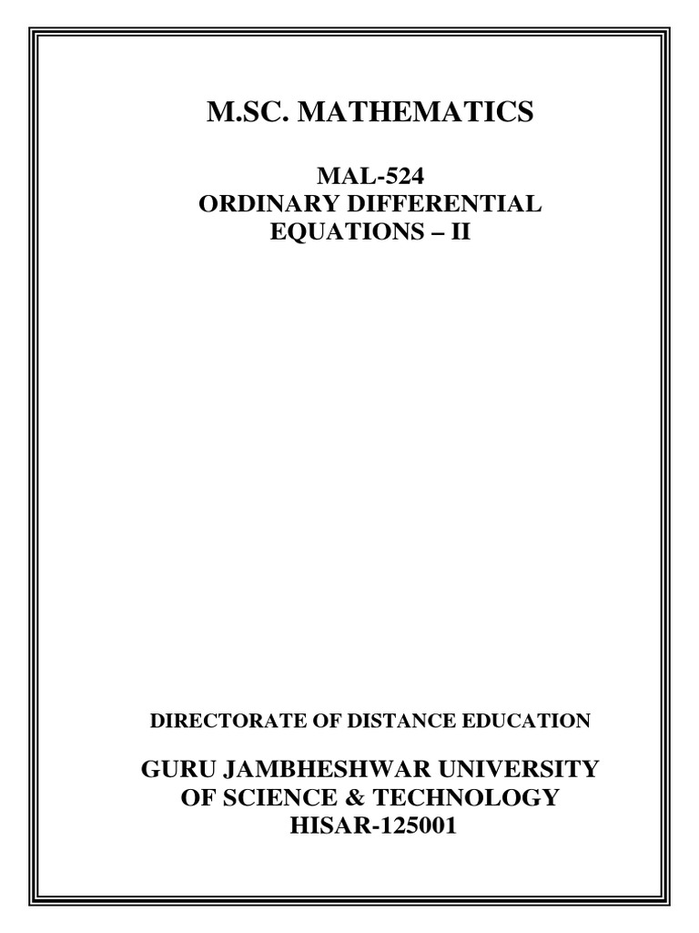 Ordinary Differential equation-II | PDF | Matrix (Mathematics) | Eigenvalues And Eigenvectors