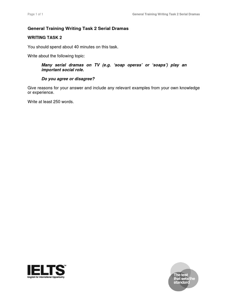General Training Writing Task 2 Serial Dramas | PDF