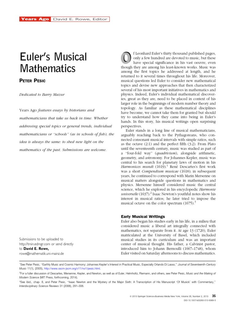 Euler's Musical Mathematics | PDF | Leonhard Euler | Teaching Mathematics