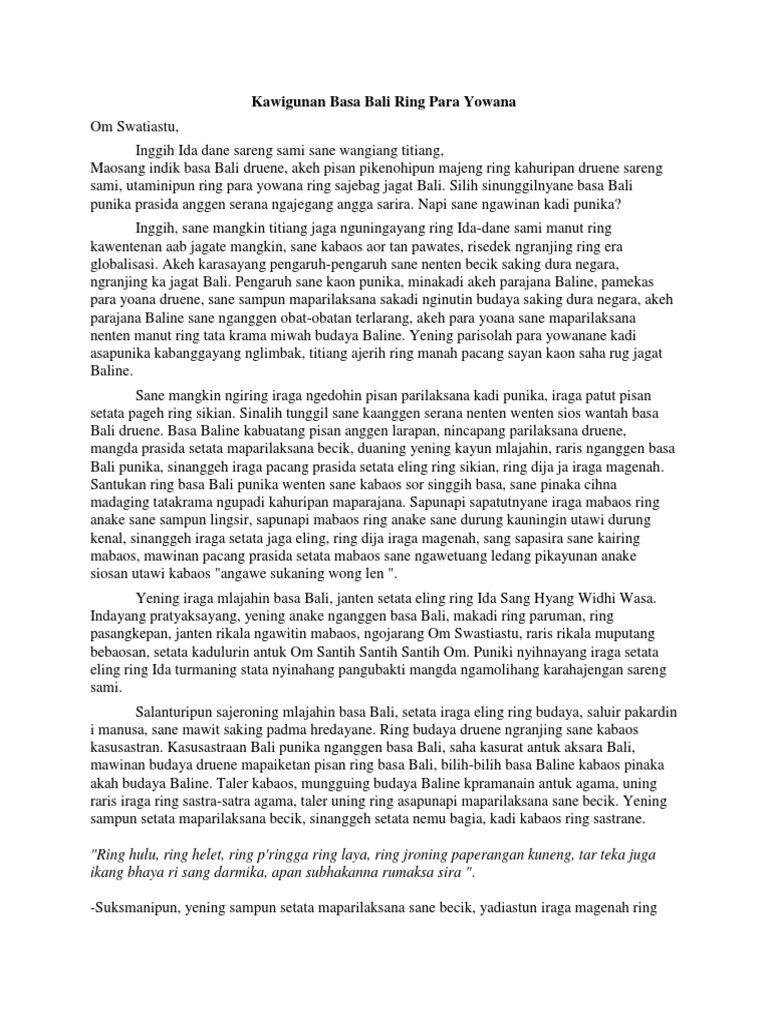 Kumpulan Satua Bali | PDF