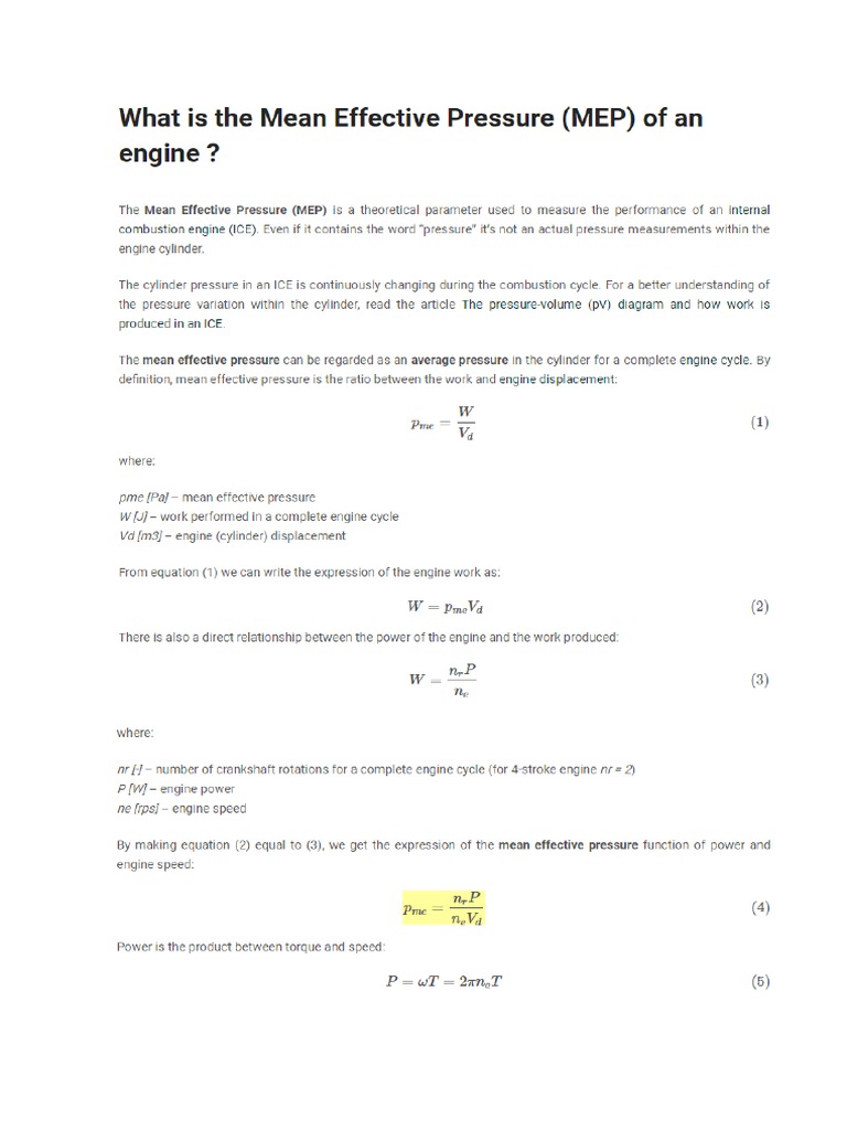 How to calculate IMEP, BMEP, FMEP from an engine's pressure-volume ...