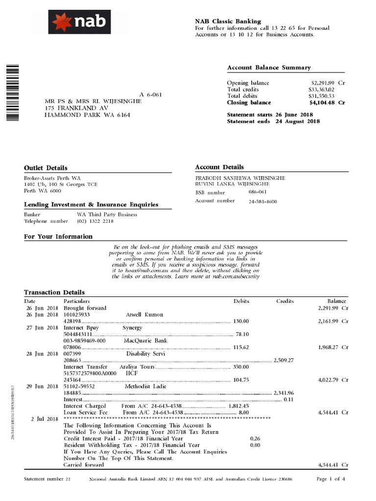 4600-20180824-statement | Debits And Credits | Debit Card