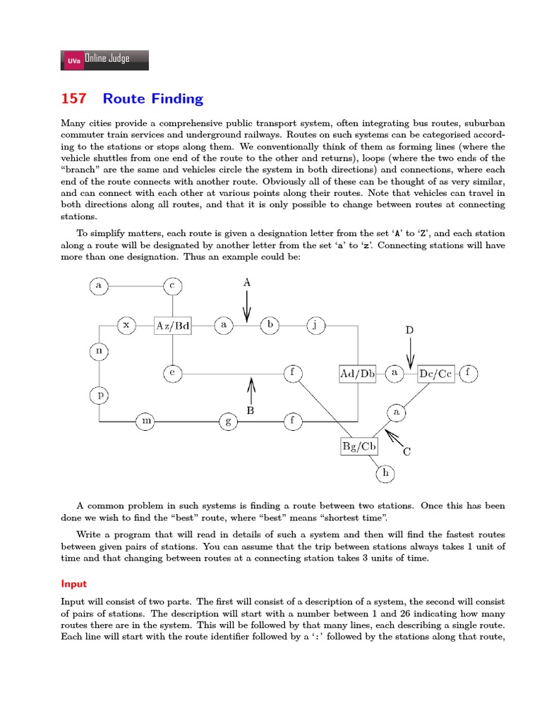 Route Finding: Input | PDF | Transport | Teaching Mathematics