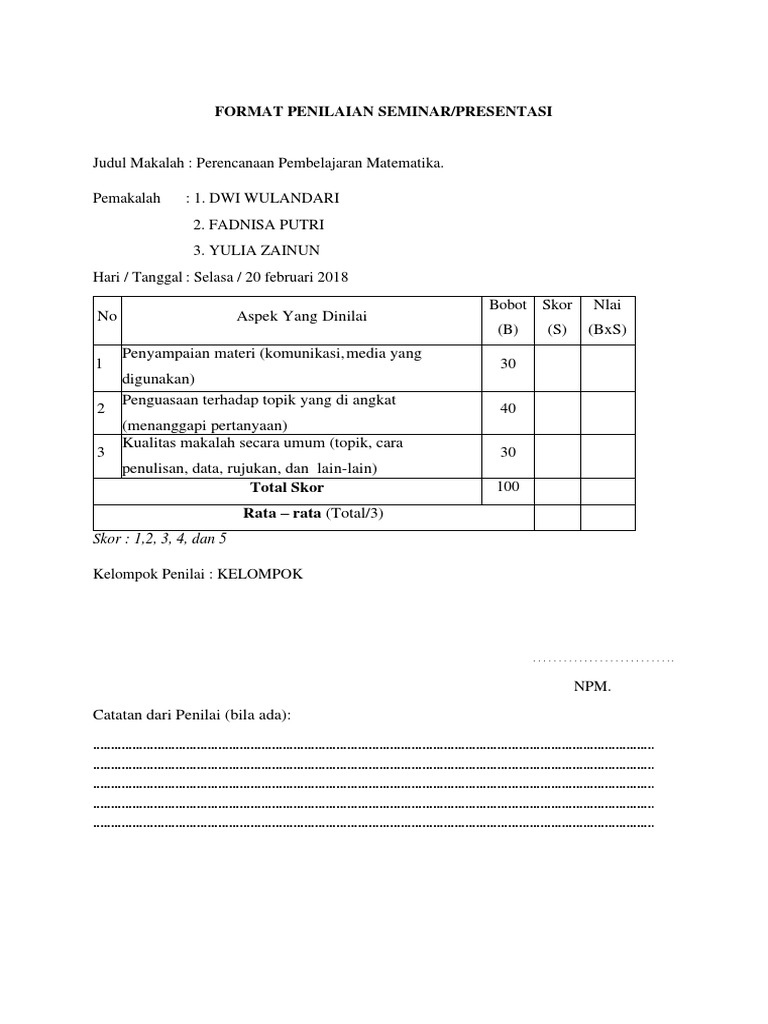 FORMAT Evaluasi Pembelajaran | PDF