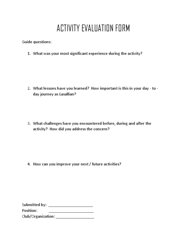 Activity Evaluation Form | PDF