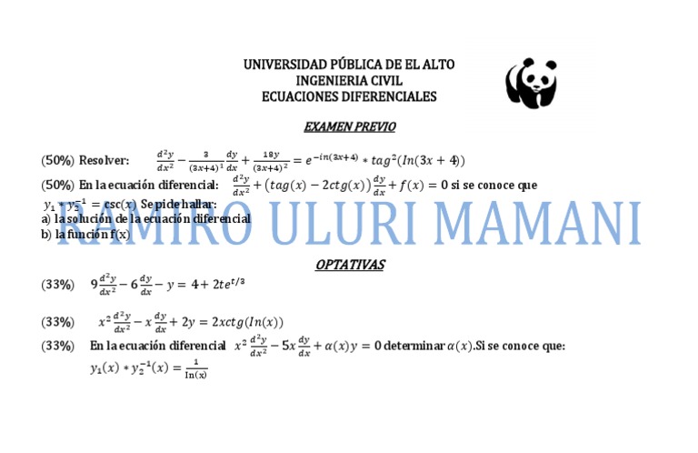 Examen Previo Ecuas | PDF