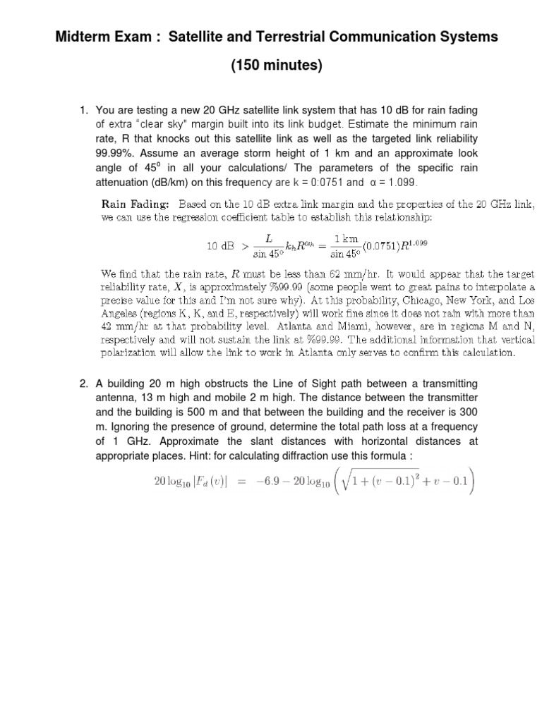 Satellite & Comm Systems Exam | PDF