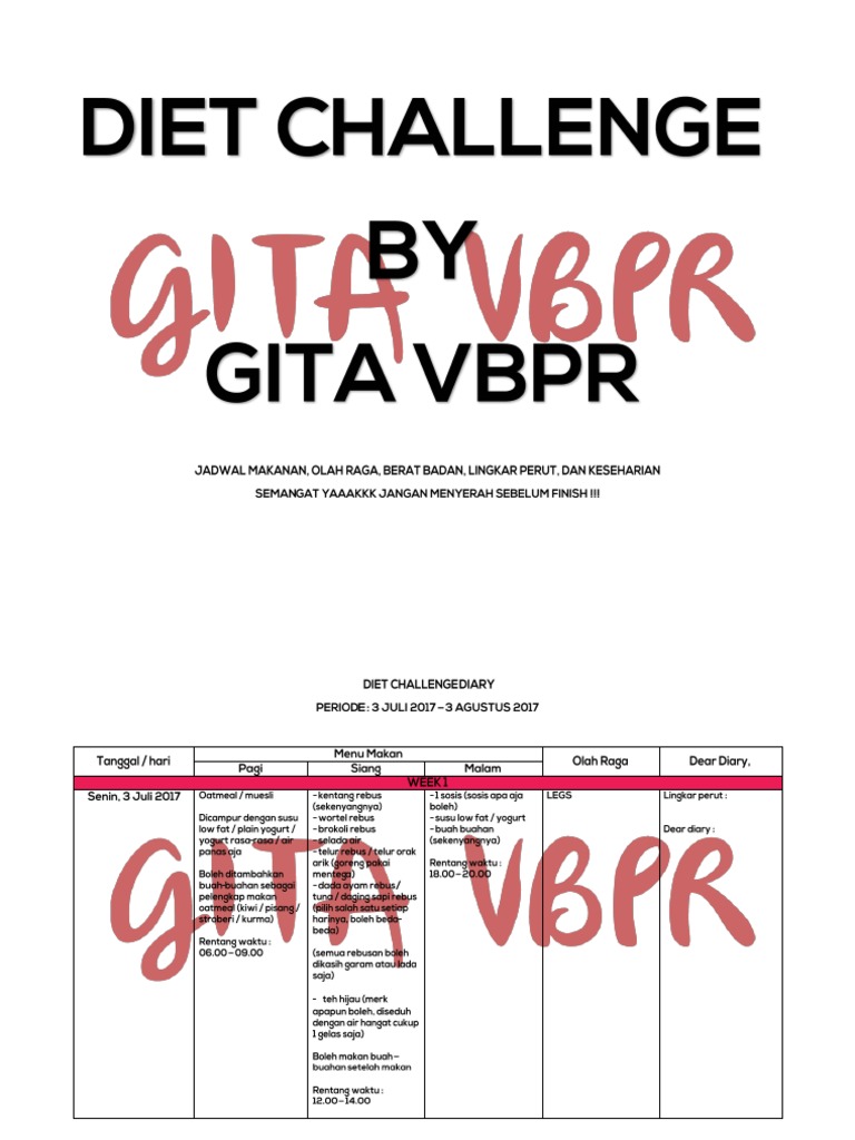 Kalender Diet Challenge Gita VBPR-1 PDF | PDF