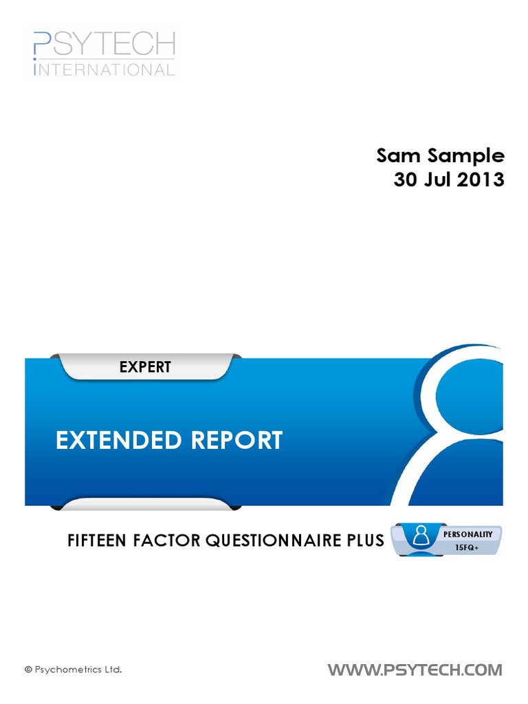 15 F Q Plus Extended Report | PDF | Emotional Intelligence | Standard Error