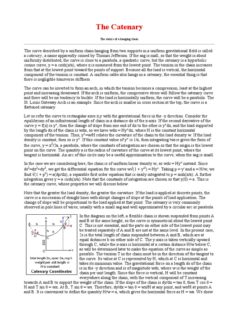 The Catenary PDF | PDF | Mathematical Analysis | Geometry