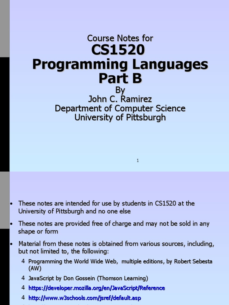 CS1520 Programming Languages Part B | PDF | Ajax (Programming) | Html Element