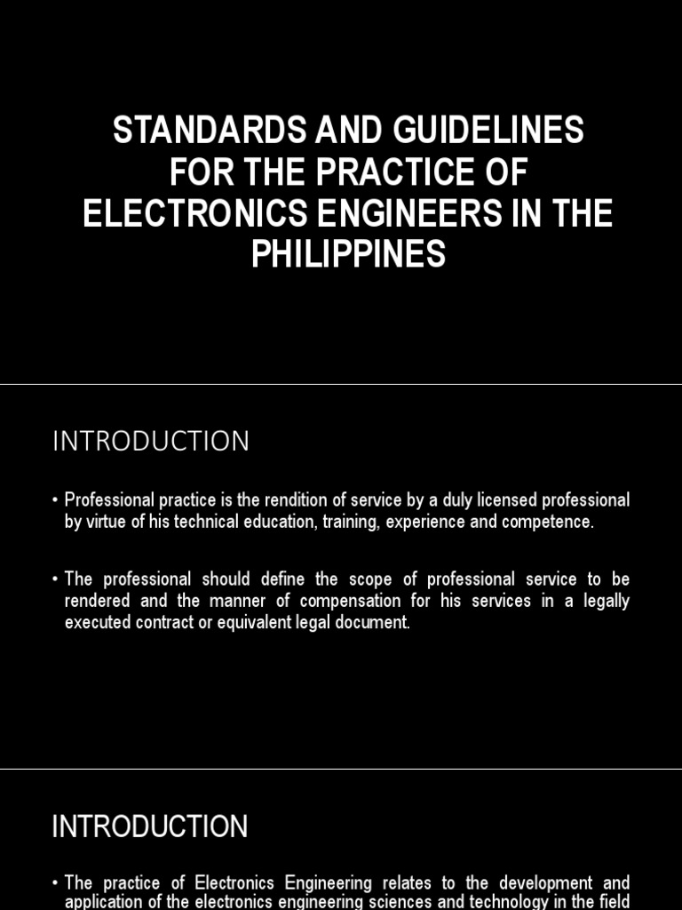 Standards and Guidelines For The Practice of Electronics Engineers in ...
