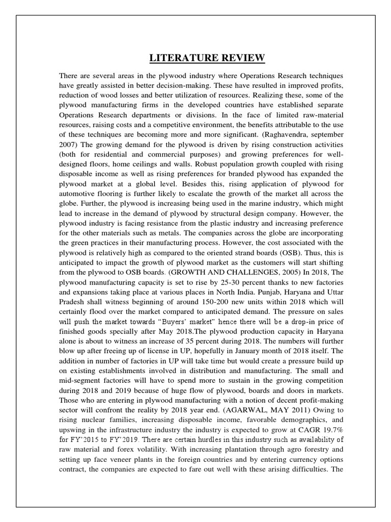 Capstone Literature Review | PDF | Plywood | Market (Economics)