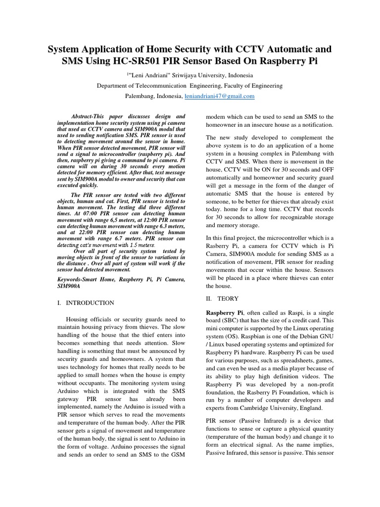 Home security system using Raspberry Pi, Pi Camera, PIR sensor and SMS ...