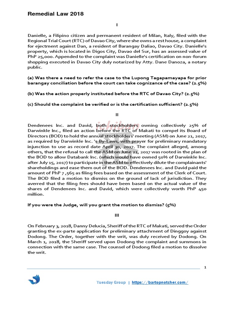 Remedial Law 2018 | PDF | Complaint | Lawsuit