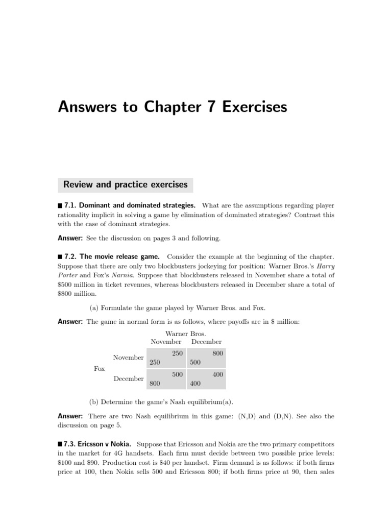 Answers To Chapter 7 Exercises: Review and Practice Exercises | PDF ...