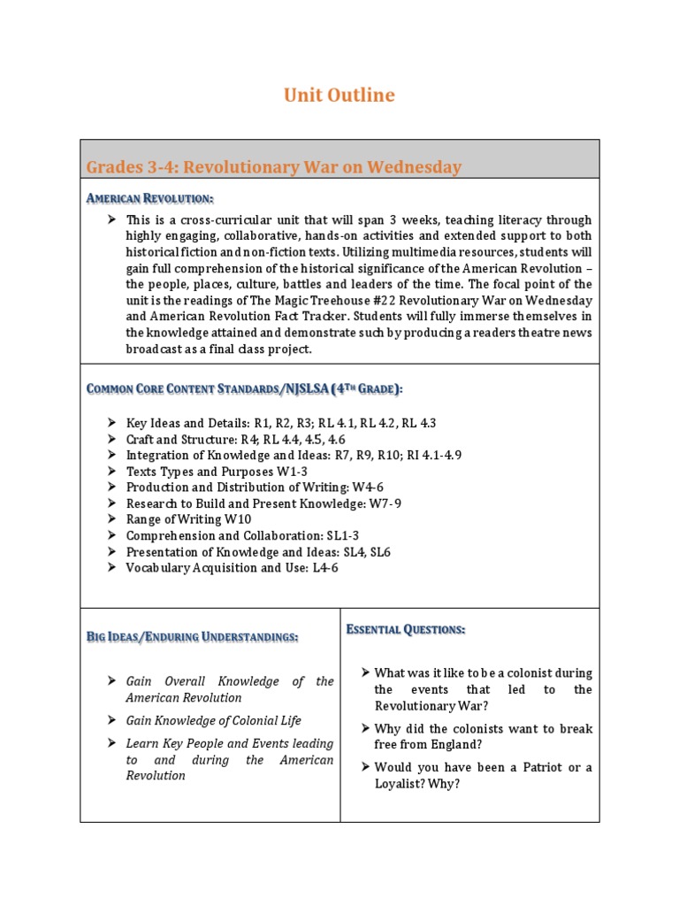 American Revolution Unit | PDF | American Revolution | Reading ...