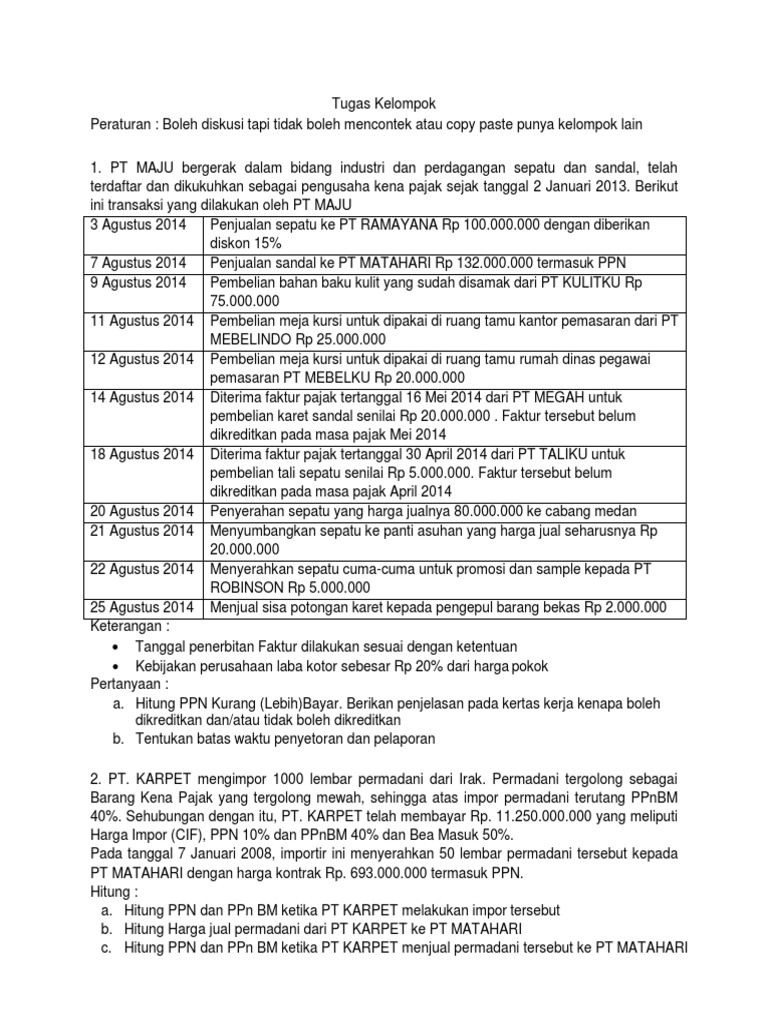 Tugas Perhitungan PPN | PDF