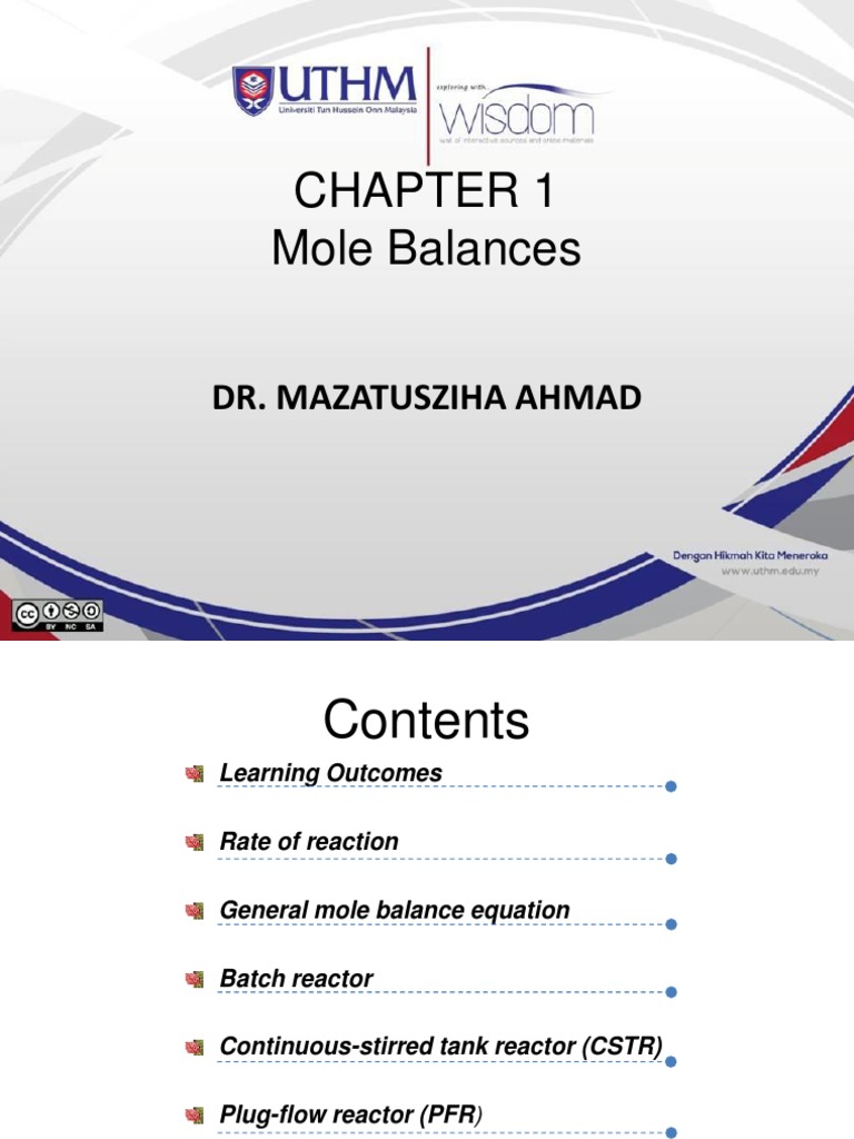 Lecture 2 - Chapter 1-Mole Balance | PDF | Chemical Reactor | Reaction Rate