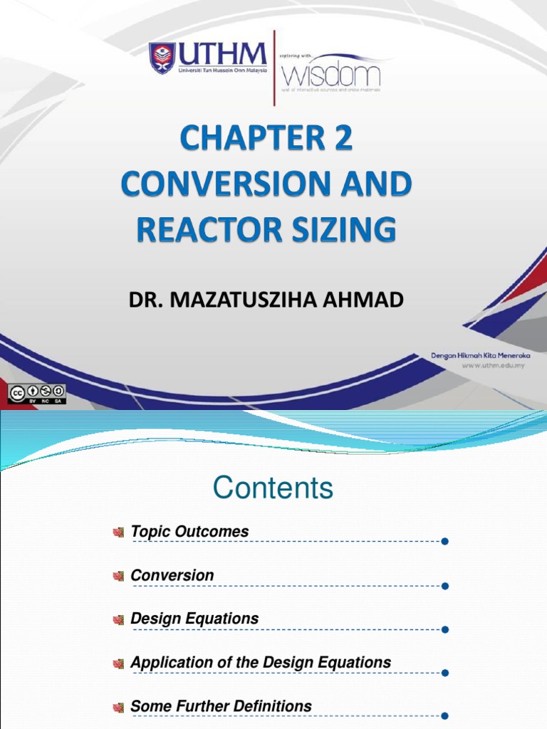 Lecture 3 - Chapter 2-Conversion - and Reactor Sizing | PDF | Stoichiometry | Chemical Reactor