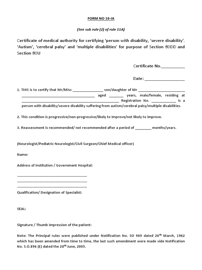 Medical Certificate Form 10-IA Guide | PDF